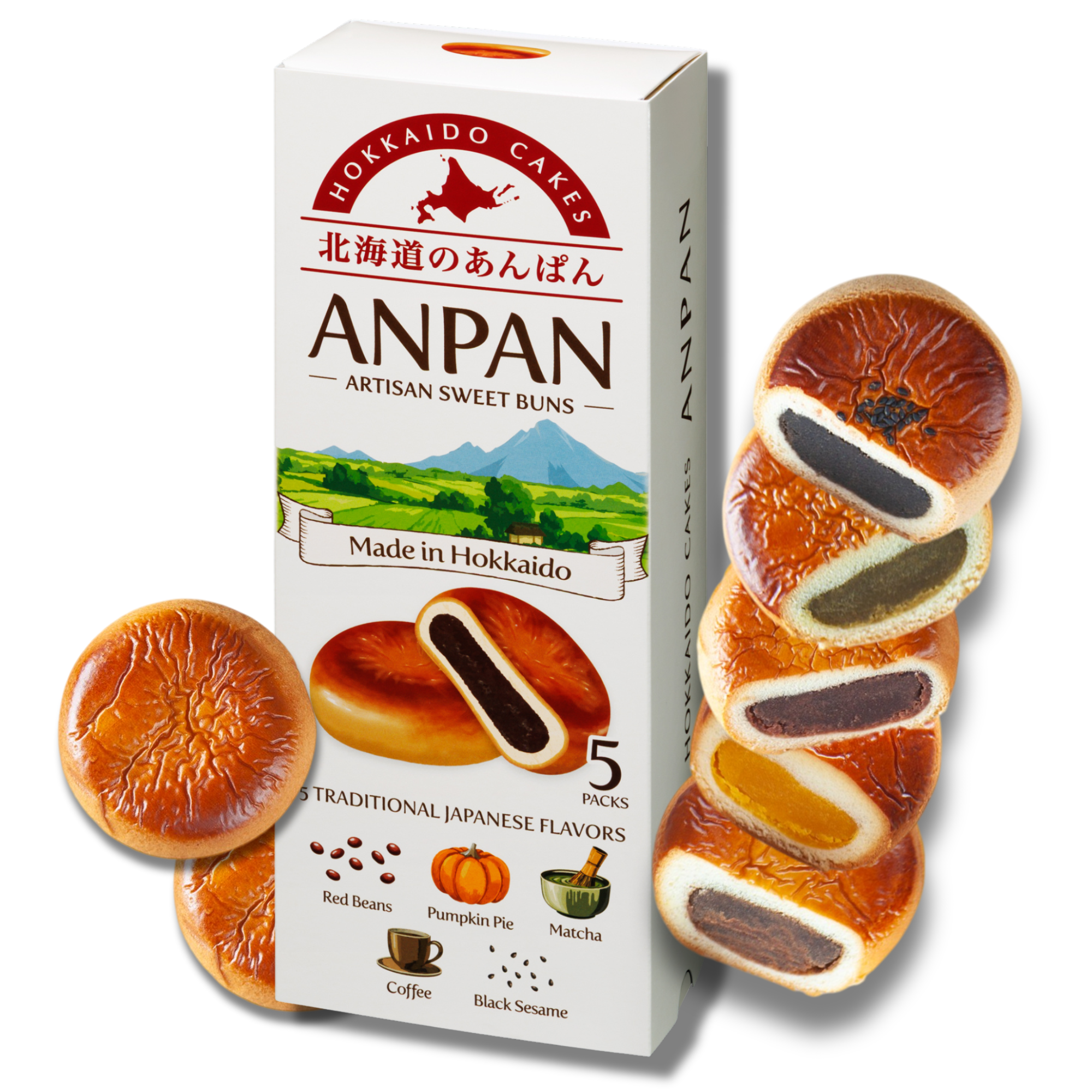 Hokkaido Anpan Variety Pack (5 Flavors) – Aki foods Japan (WS)